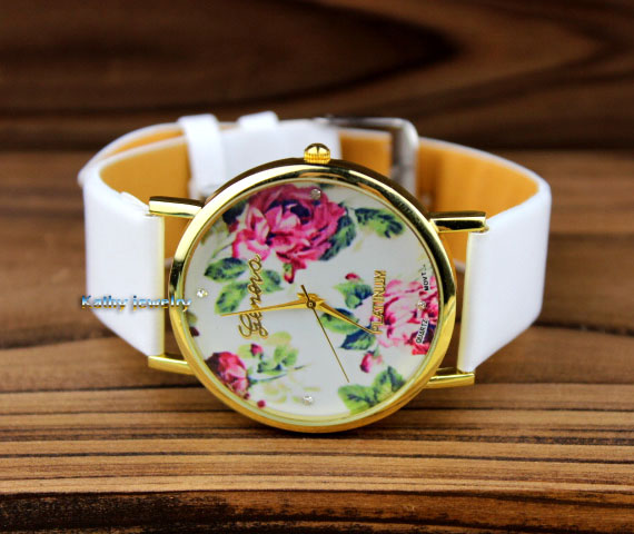 Floral Watch, Vintage Style Leather Watch, Women Watches, Unisex Watch ...